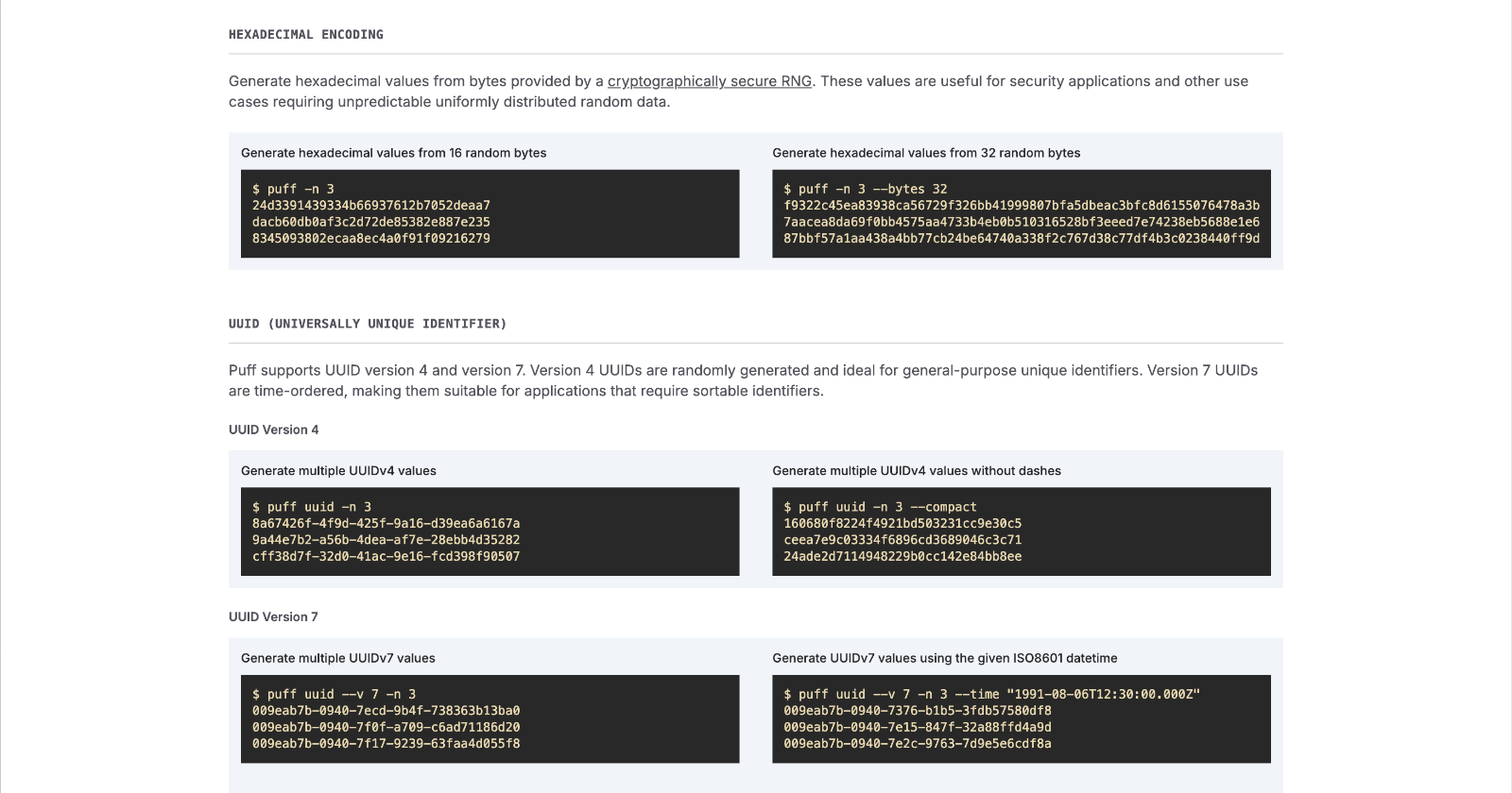 Puff: Your Random Data Generator | Chrono